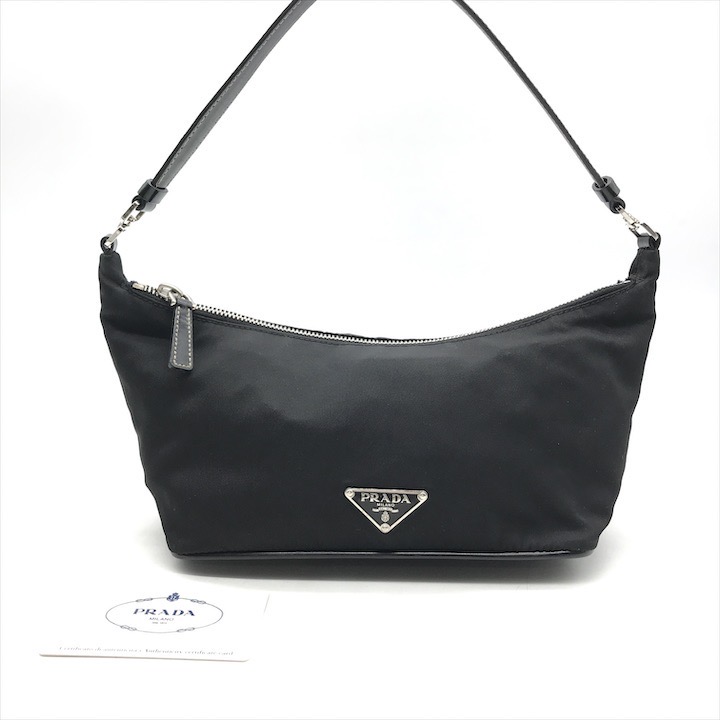 【楽天市場】【中古】良品 PRADA プラダ 三角ロゴ プレート ナイロン テスート SV金具 ハンド ワンショルダー バッグ ブラック レディース a6887：BEGINSELL