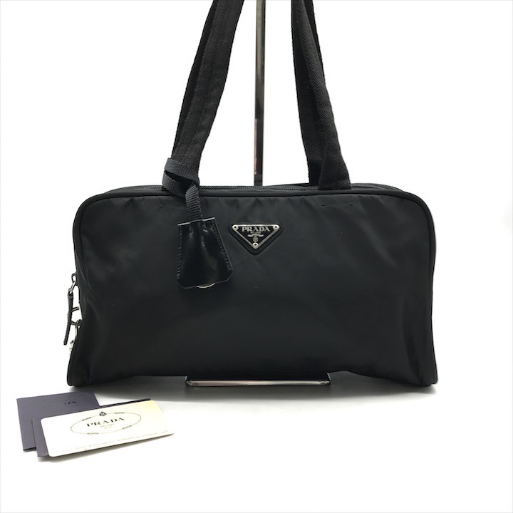 【楽天市場】【中古】美品 PRADA プラダ 三角ロゴ ナイロン テスート ハンド ボストン バッグ ブラック a6907：BEGINSELL