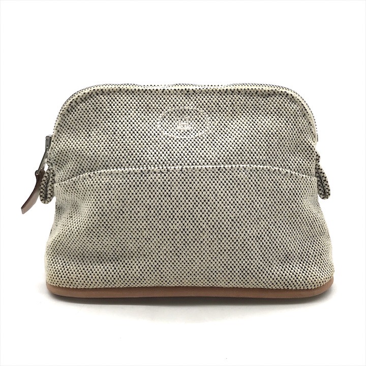 【楽天市場】【中古】良品 HERMES エルメス ボリード ミニミニ メイク ポーチ キャンバス レザー レディース グレー系 k4464 ...