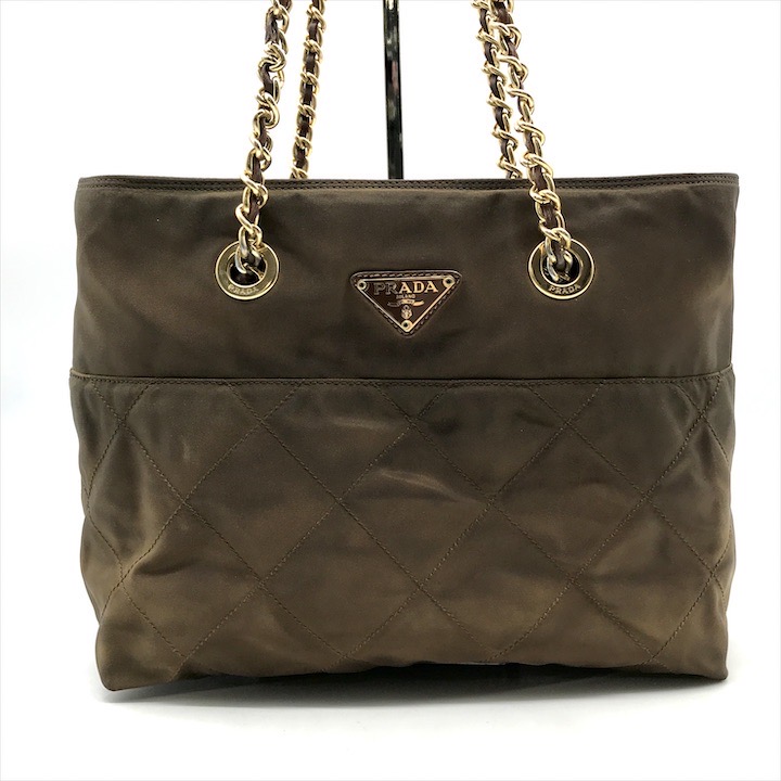 【楽天市場】【中古】PRADA プラダ 三角ロゴプレート ナイロン テスート チェーン ショルダー トート バッグ ブラウン k4494：BEGINSELL