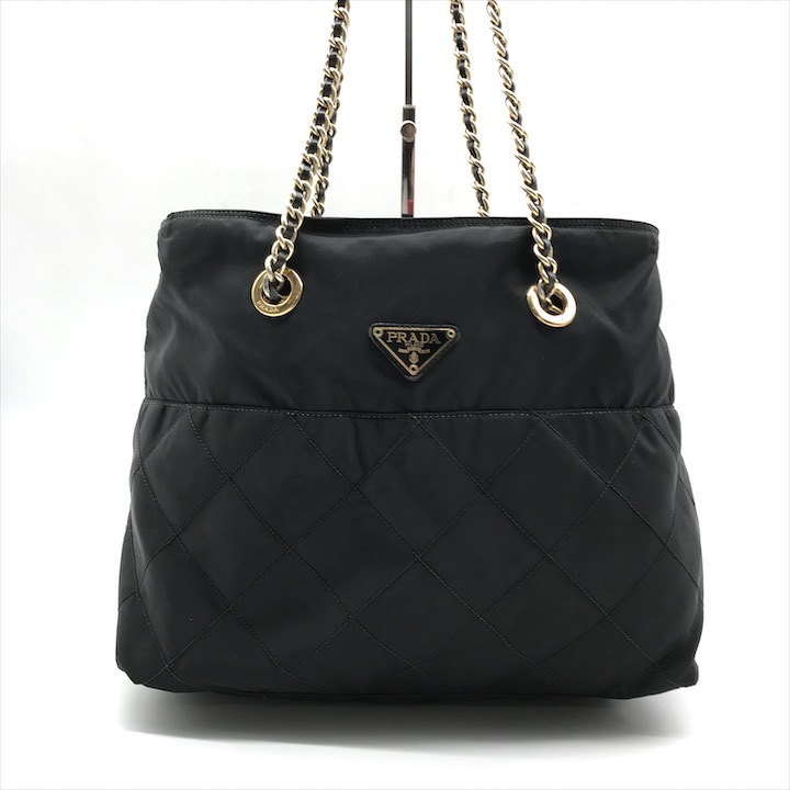 【楽天市場】【中古】PRADA プラダ 三角ロゴ テスート ナイロン チェーン ショルダー バッグ ブラック ブランド レディース 鞄 m14067：BEGINSELL