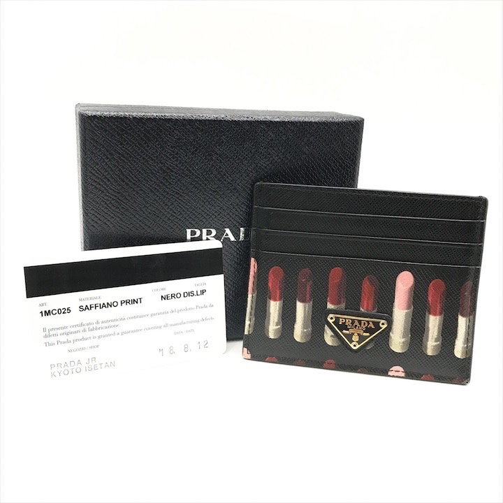 【楽天市場】【中古】超美品 PRADA プラダ 三角ロゴ サフィアーノ レザー リップ マルチカラー カードケース ブラック レディース ブランド a8424：BEGINSELL