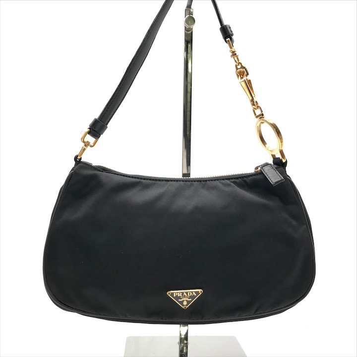 【楽天市場】【中古】良品 PRADA プラダ 三角ロゴ プレート ナイロン テスート G金具 ハンド ワンショルダー バッグ ブラック レディース 鞄 a8964：BEGINSELL