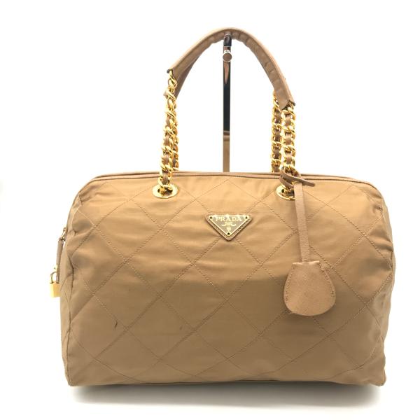 【楽天市場】【中古】PRADA プラダ 三角 ロゴ テスート ナイロン チェーン ハンド バッグ 鍵付き ベージュ 良品 A102：BEGINSELL