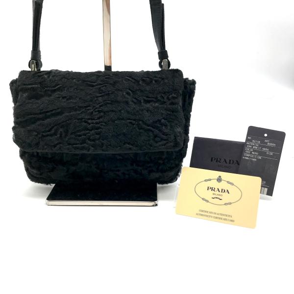【楽天市場】【中古】PRADA プラダ ファー ショルダー バッグ ブラック 良品 M11767：BEGINSELL