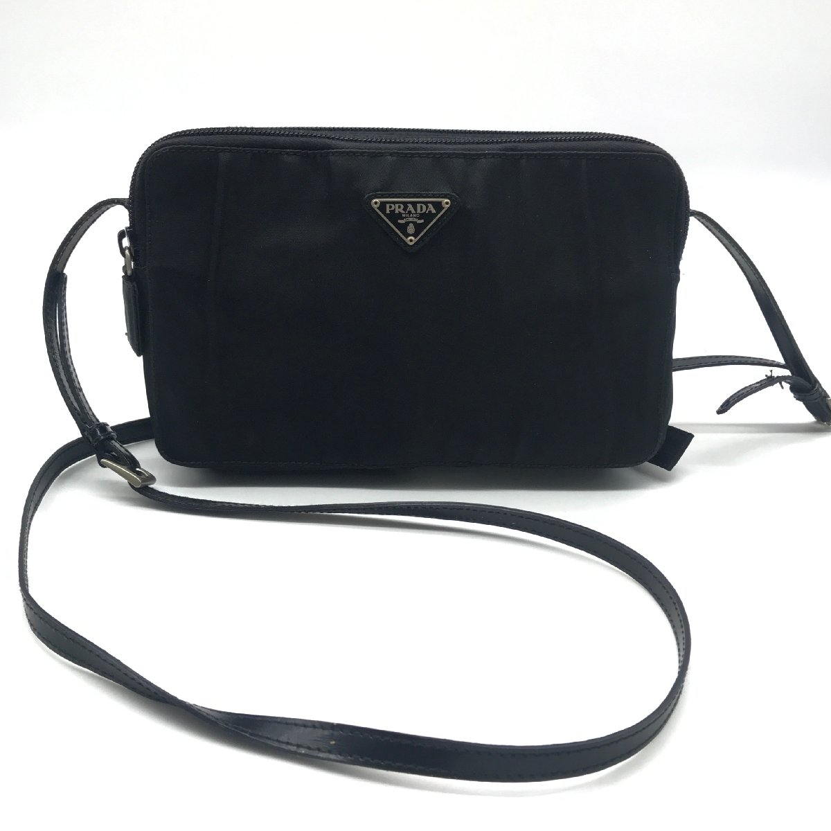 【楽天市場】【中古】PRADA プラダ テスート 三角ロゴ ショルダー ウォレット バッグ ブラック k1086：BEGINSELL
