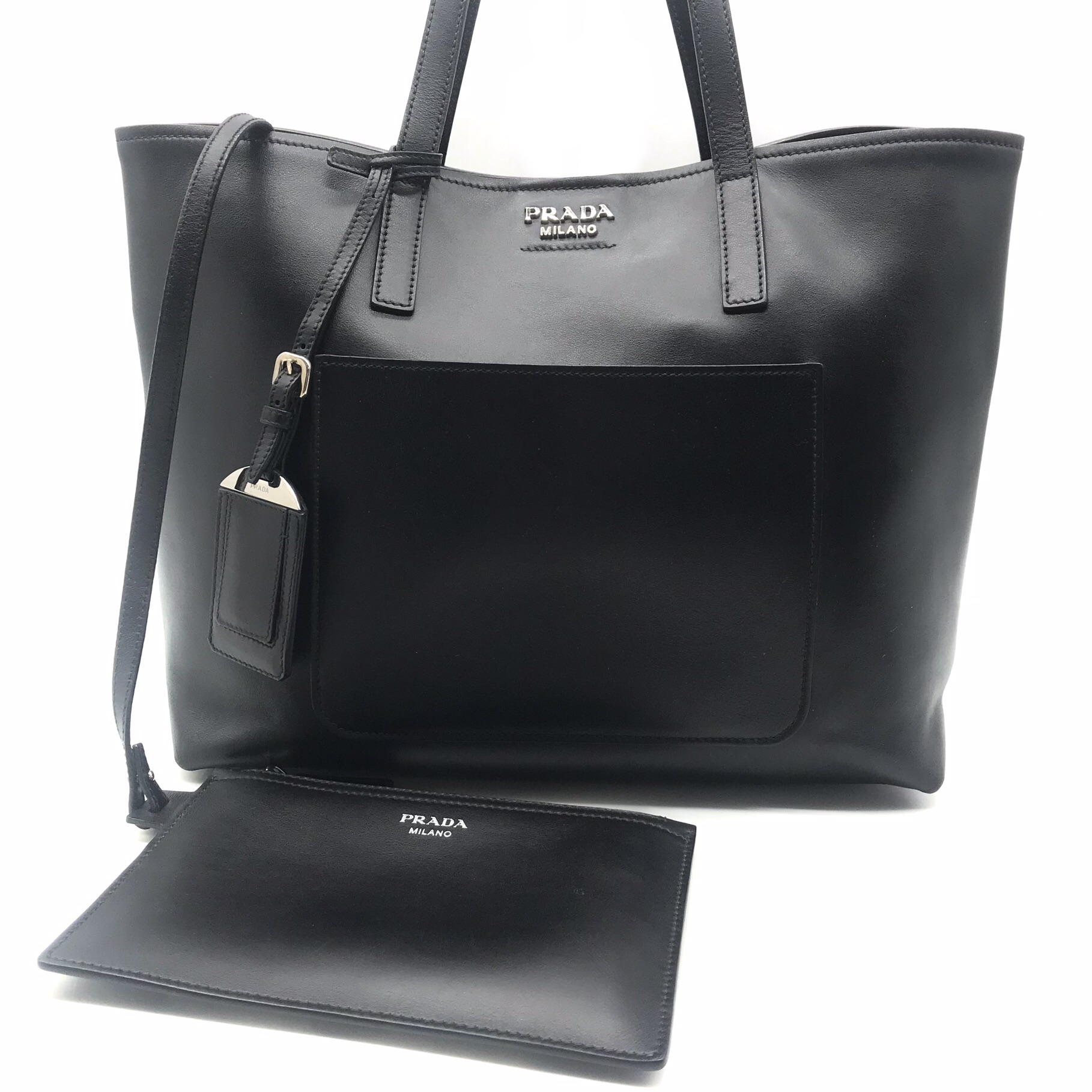 【楽天市場】【中古】美品 PRADA プラダ オールレザー ハンド トート バッグ ポーチ付き ブラック a2381：BEGINSELL