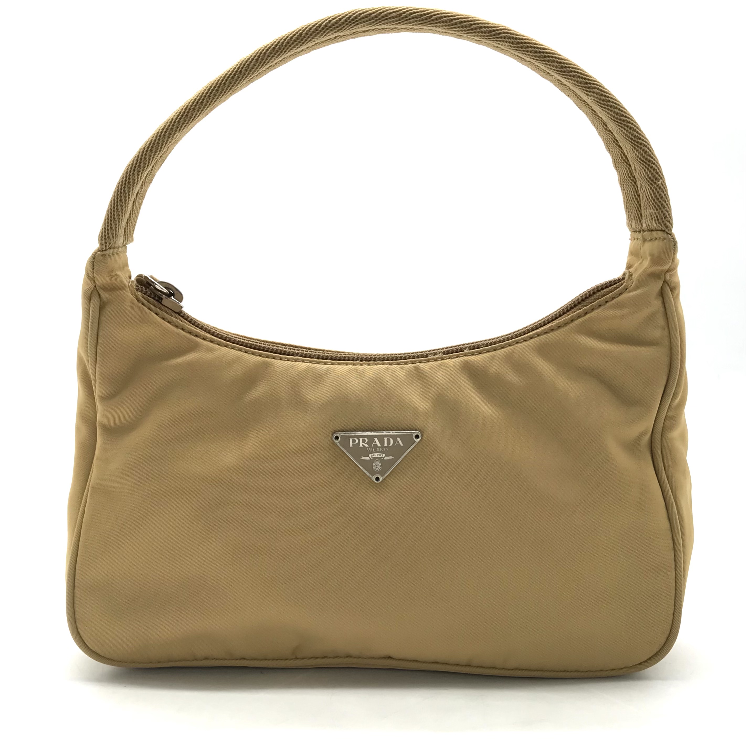 【楽天市場】【中古】良品 PRADA プラダ 三角 ロゴ テスート ポーチ ハンド バッグ ベージュ k1024：BEGINSELL
