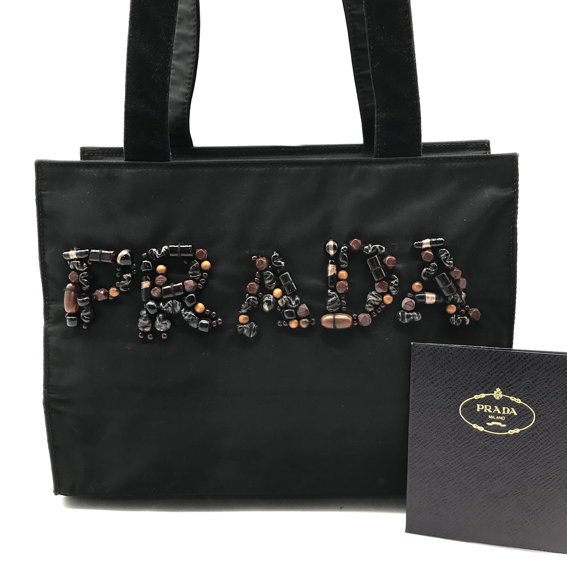 【楽天市場】【中古】PRADA プラダ テスート ナイロン ビーズ ハンド バッグ ブラック k1356：BEGINSELL