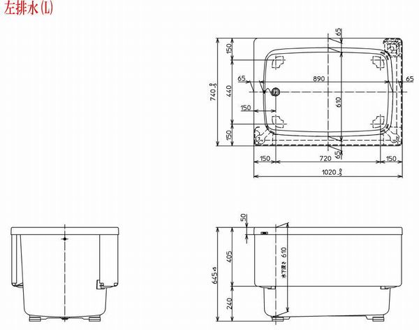 【楽天市場】【 右排水 P122R 】【 左排水 P122L 】TOTO 浴槽 ポリバス(埋め込みタイプ)二方半エプロン ゴム栓式 1000 ...
