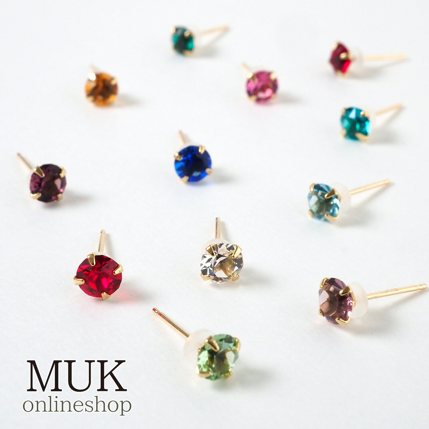 【楽天市場】ピアス k18 18金ポスト 金属アレルギー 日本製 ニッケルフリー 誕生石カラー シンプル 一粒 ストーン バースデーカラーストーンK18ポストピアス：MUK ONLINE ...