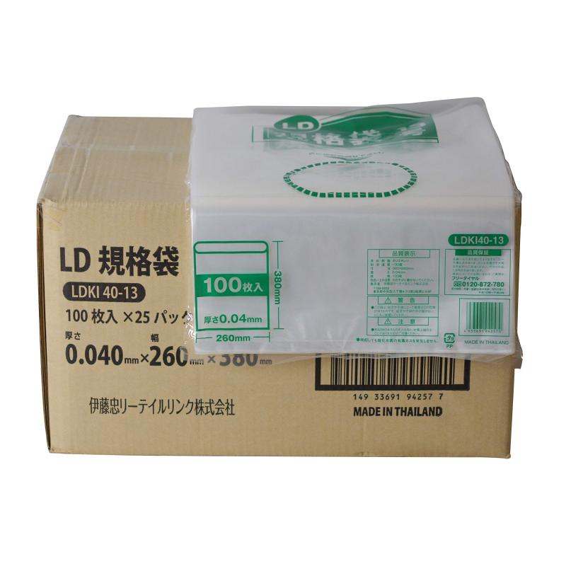 【楽天市場】伊藤忠リーテイルリンク LD規格袋 0.04mm 13号 100枚入x25パック：どしろショップ