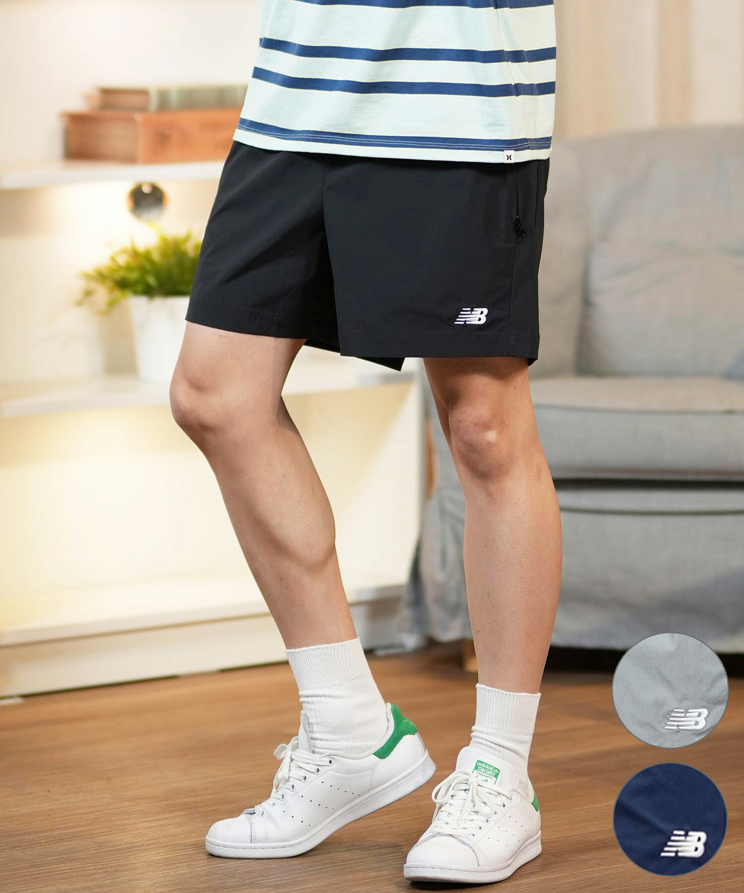 【楽天市場】New Balance ニューバランス ハーフパンツ ショートパンツ メンズ ワンポイント ロゴ シンプル MS41517 ...