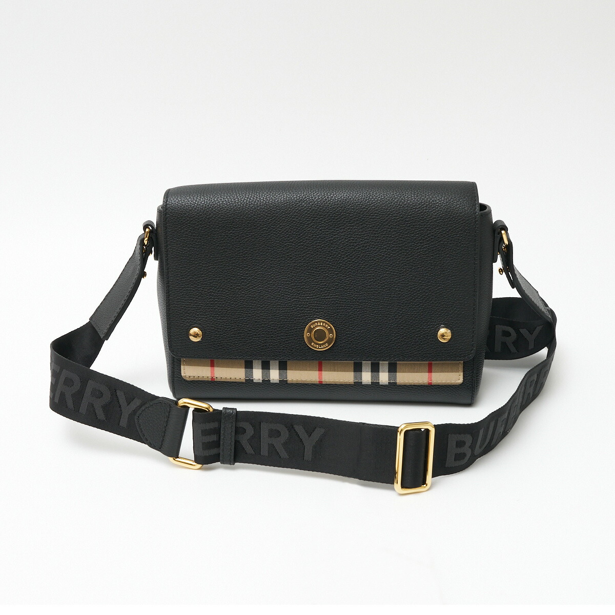 【楽天市場】【中古】BURBERRY バーバリー ショルダーバッグ ノート ブラック 80211101 レザー×キャンバス ブラック× ...