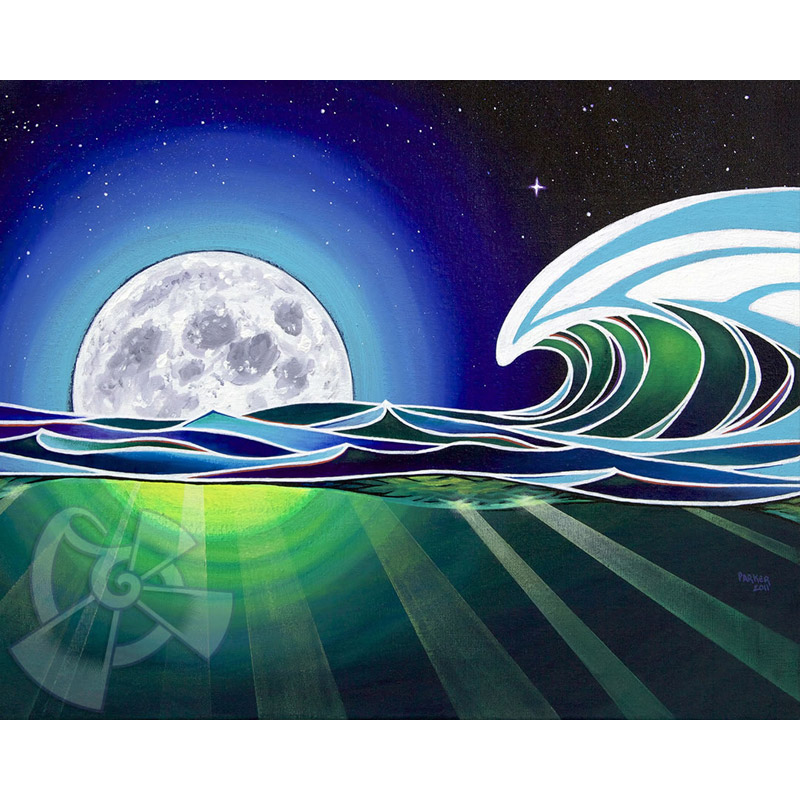 【楽天市場】ハワイのサーフアート絵画 Moonrays （11" x 14"） by Patrick Parker：MuuMuuMama 楽天市場店