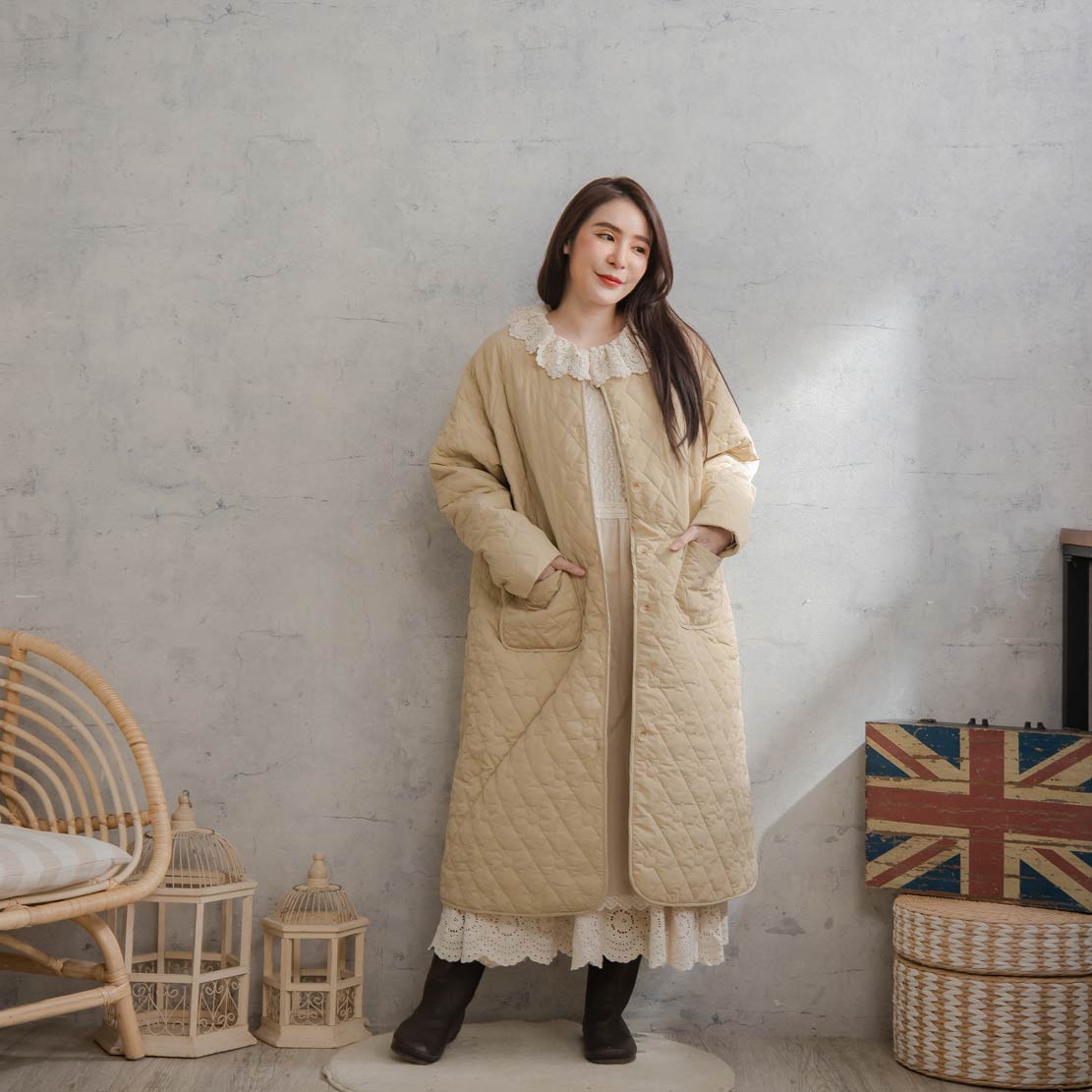 【楽天市場】ロングコート 「 軽いから、軽く羽織れるゆったり大きめ 」 裏地さらり、重ね着に干渉しないから動き軽快長袖 キルティング アウター ...