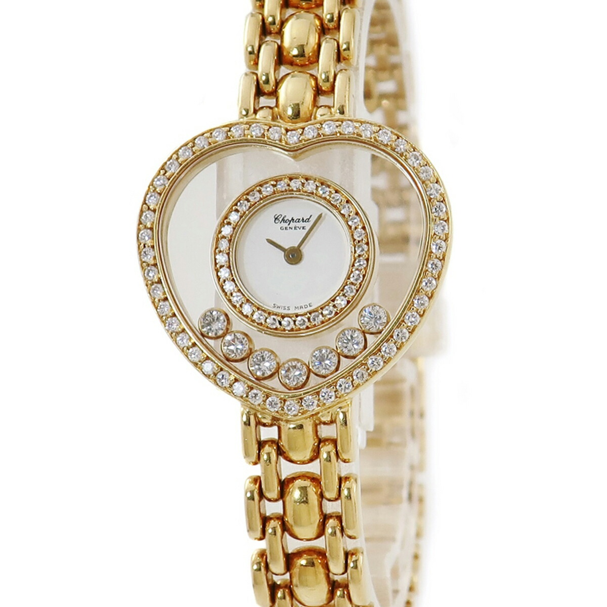 【楽天市場】ショパール CHOPARD ハッピーダイヤモンド ハート 20/4516 K18YG無垢 純正ダイヤ 7Pムービング 白 レディース 腕時計クオーツ ホワイト 【中古 ...