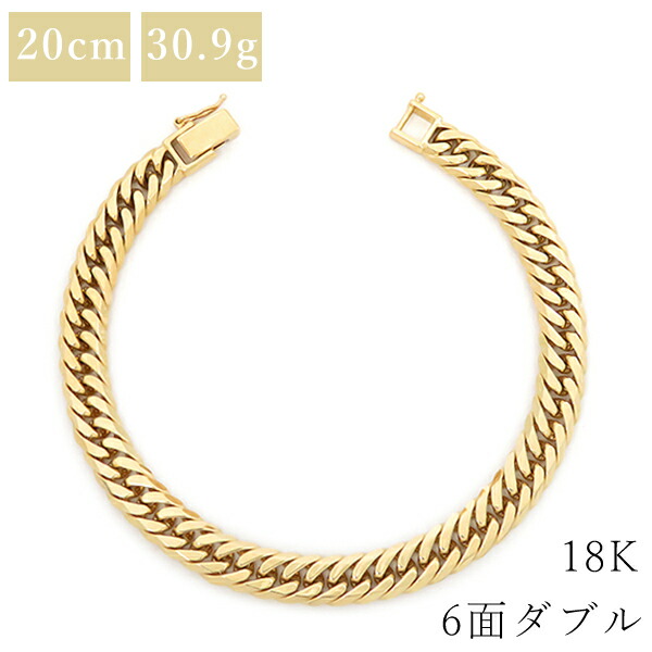 【楽天市場】喜平 ブレスレット K18 18金 20cm 30.9g 6面 ダブル W K18YG イエローゴールド【中古】：HOUBIDOU 心斎橋店