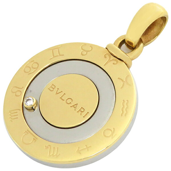 【楽天市場】ブルガリ BVLGARI ペンダントトップ ホロスコープ 1Pダイヤ K18YG ステンレス ダイヤモンド イエローゴールド×ステンレスシルバー 回転式 星座 【中古 ...