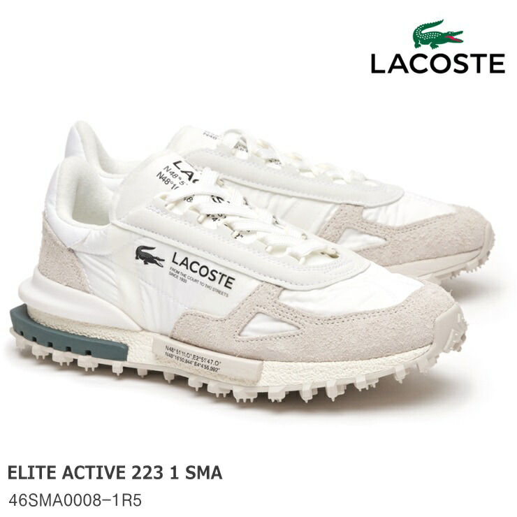 【楽天市場】ラコステ スニーカーLACOSTE ELITE ACTIVE 223 1 SMA 46SMA0008-1R5 ホワイト×グリーン ...