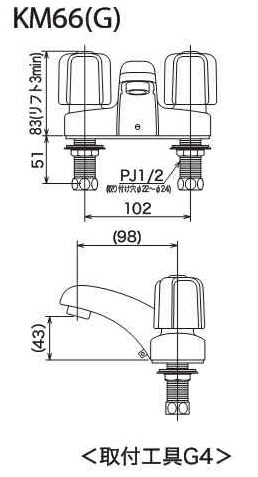 【楽天市場】KVK 洗面用2ハンドル混合栓（ゴム栓付） KM66：リライフプラザ 楽天市場店