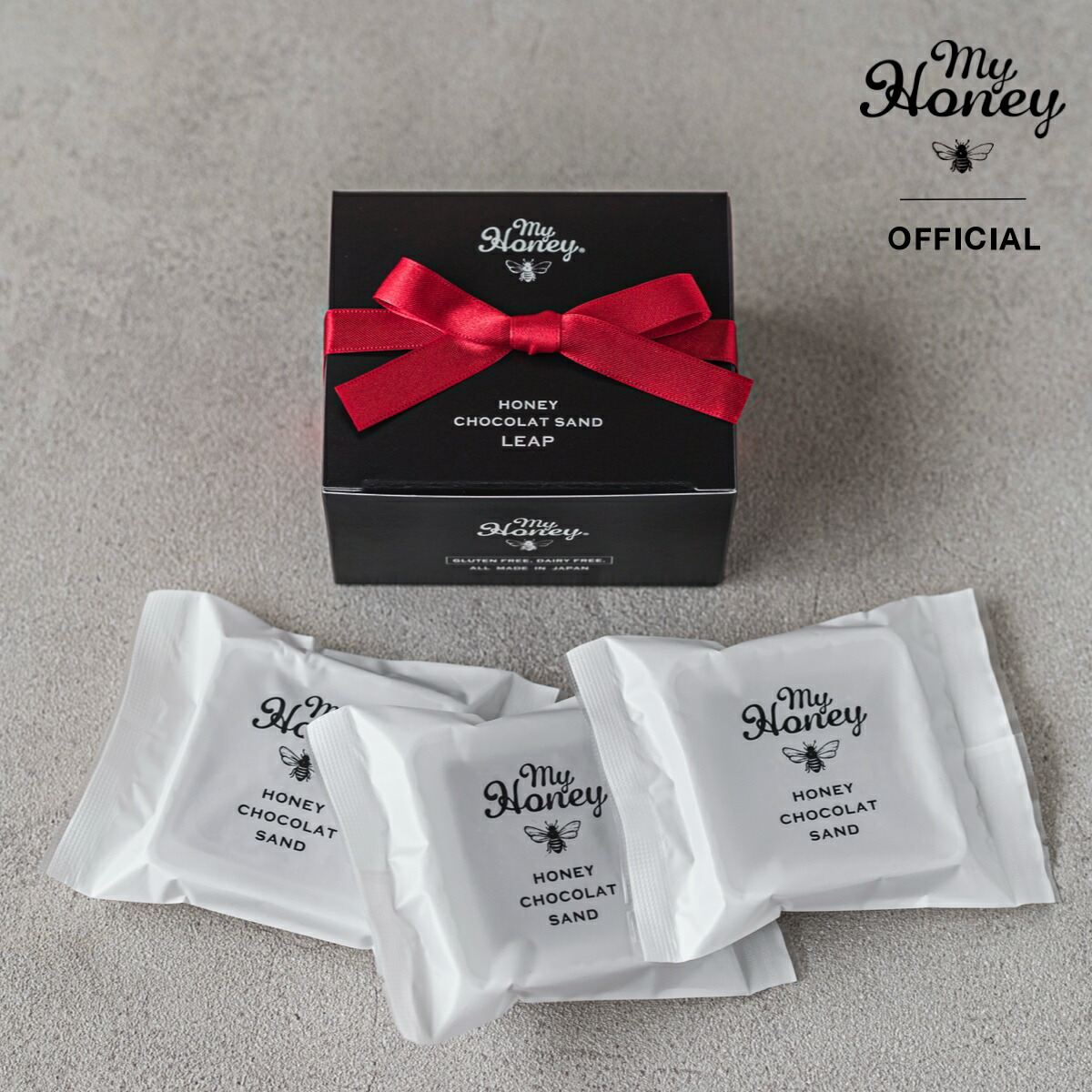 【楽天市場】【夏季クール便配送のみ】ハニーショコラサンド"LEAP"「リープ」 BOX入り3枚セット ・リボン付き・手提げ袋付き【3営業日以内の出荷】：生はちみつ専門店 MY HONEY