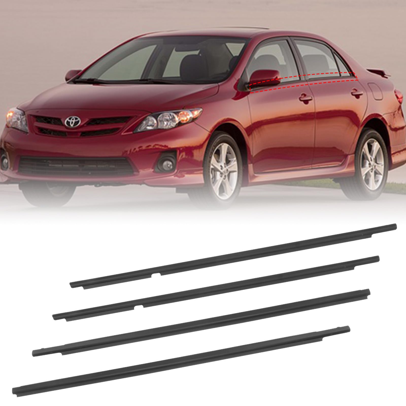 【楽天市場】ウィンドウウェザーストリップモールディングトリムシールベルト 4個 トヨタ カローラ CE LE S XLE XRS 2009 ...