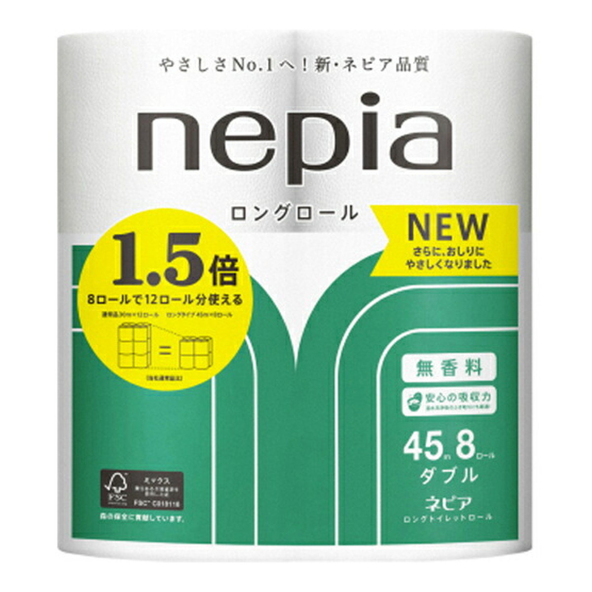 【楽天市場】王子ネピア ネピア ネピアロングロール ダブル 8ロール ( トイレットペーパー8RW ) ( 4901121262802 )：マ ...