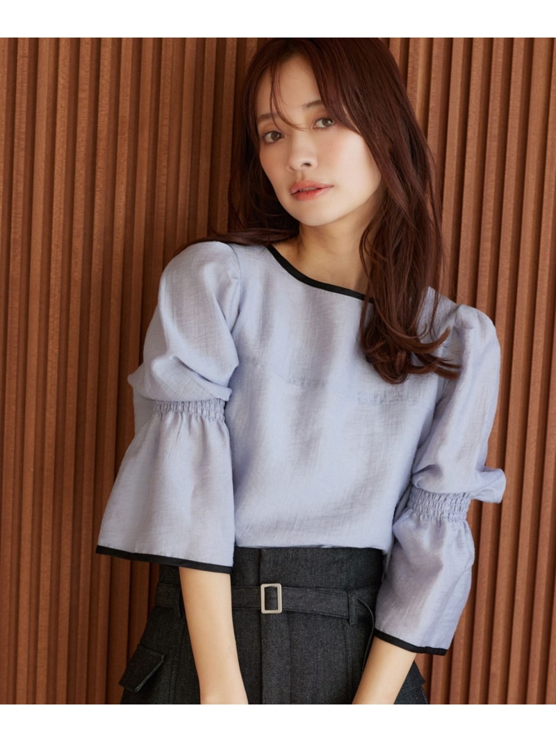 【楽天市場】【SALE／50%OFF】バイカラー7分袖ブラウス mysty woman ミスティウーマン トップス シャツ・ブラウス ブルー ...