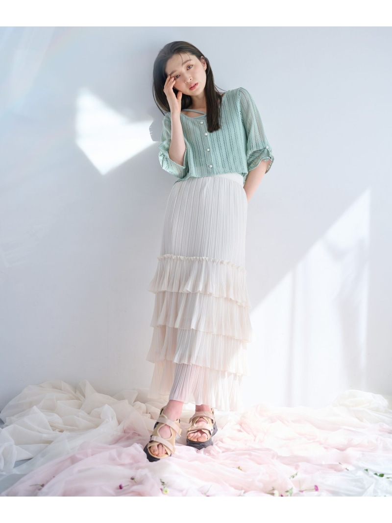 【楽天市場】【SALE／50%OFF】ティアードプリーツスカート mysty woman ミスティウーマン スカート ロング・マキシスカート ...