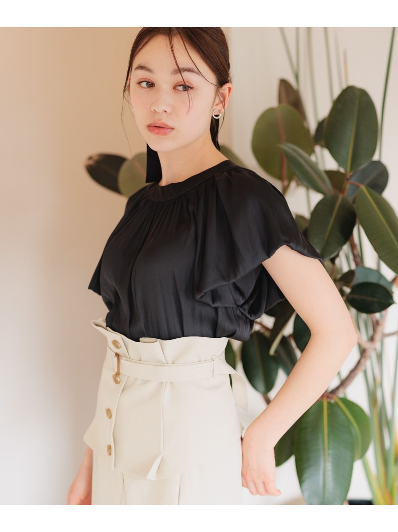 【楽天市場】【SALE／50%OFF】バルーンスリーブギャザーブラウス mysty woman ミスティウーマン トップス シャツ・ブラウス ...