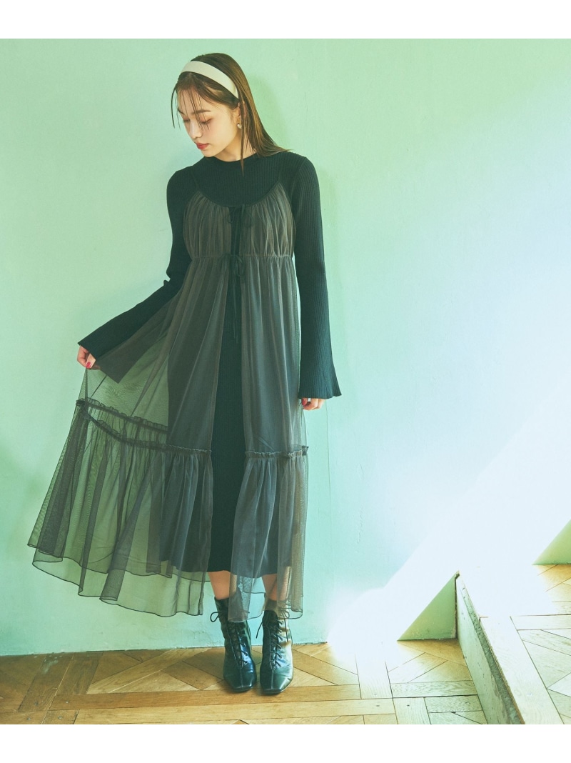 【楽天市場】【SALE／20%OFF】【セットアイテム】チュールキャミ×ニット2Pワンピース mysty woman ミスティウーマン ...