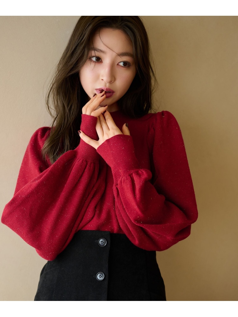 【楽天市場】【SALE／50%OFF】ラメハイネックニットプルオーバー mysty woman ミスティウーマン トップス ニット レッド ...