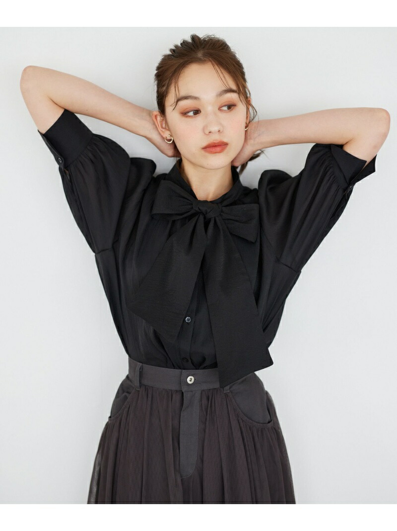 【楽天市場】【SALE／50%OFF】ボウタイシアーブラウス mysty woman ミスティウーマン トップス シャツ・ブラウス ブラック ...