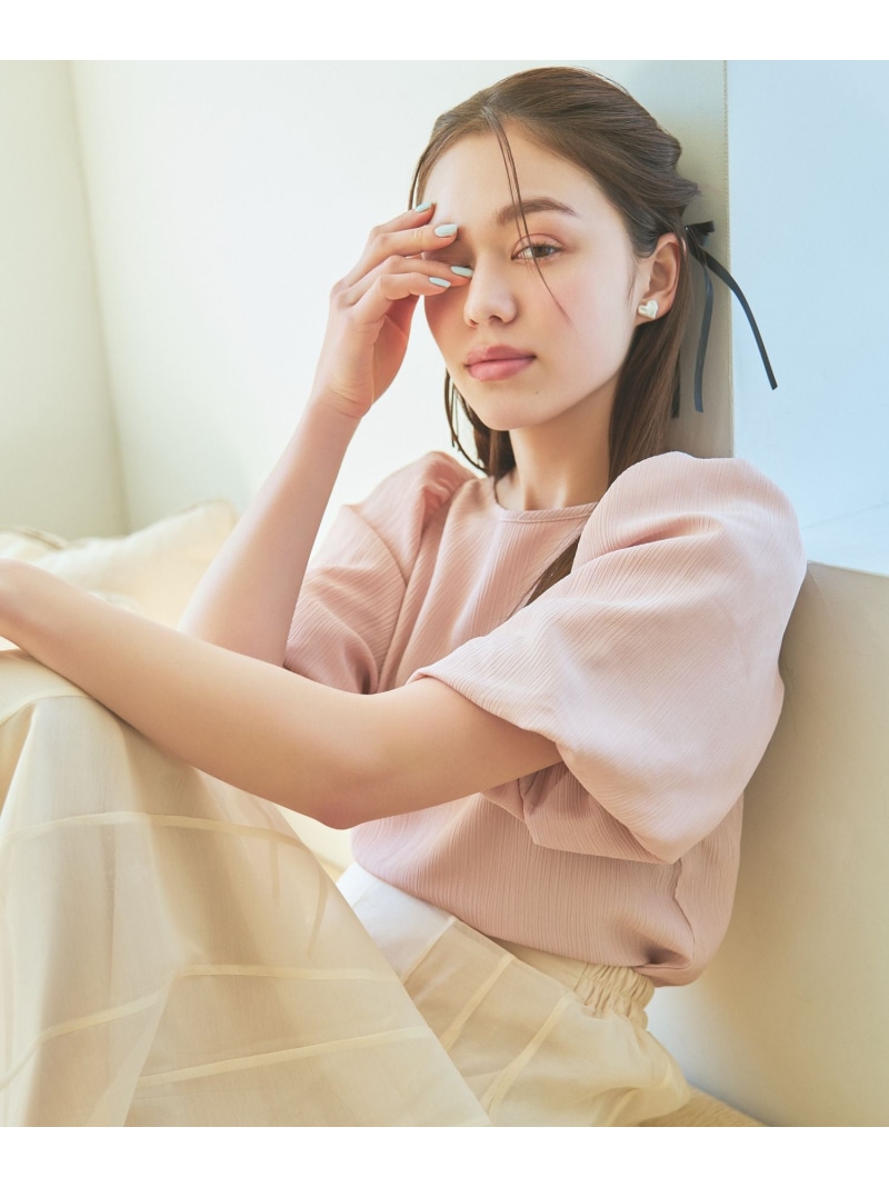 【楽天市場】【WEB限定】ふんわりパフスリーブブラウス mysty woman ミスティウーマン トップス シャツ・ブラウス ブルー ホワイト ...