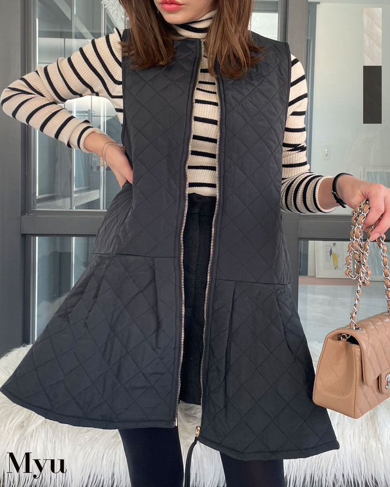 【楽天市場】ジレ にも ワンピ にも♪【 キルティング 裾フリル ジレワンピ simple ver (kbm432)】 レディース myu ...