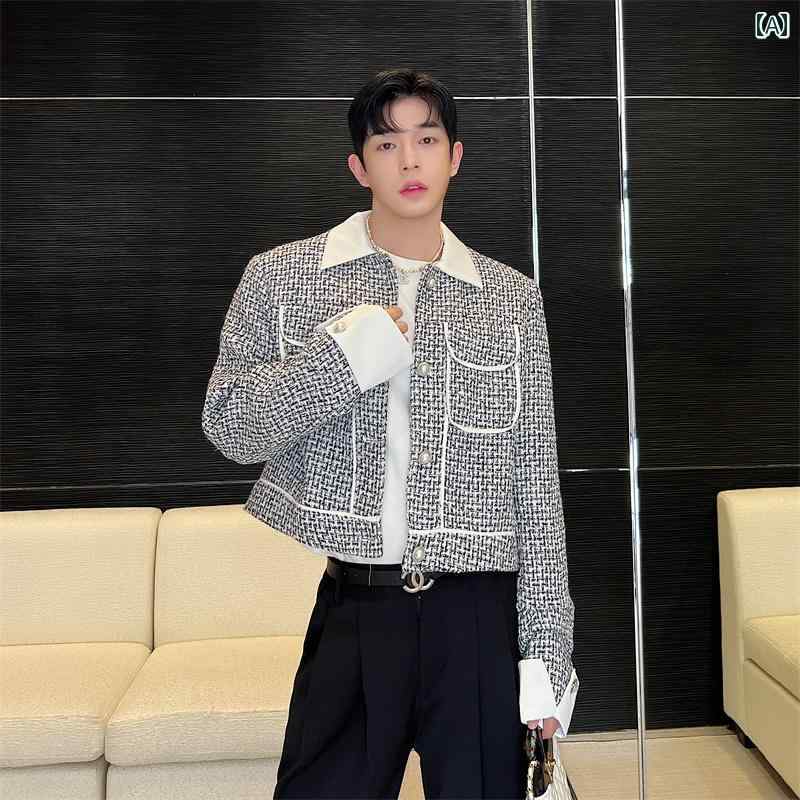 【楽天市場】フレンチ ツイード エレガント ジャケット メンズ ハイエンド ジャケット 春秋 ショート スーツ トップス 韓国 スーツ：モズラボ