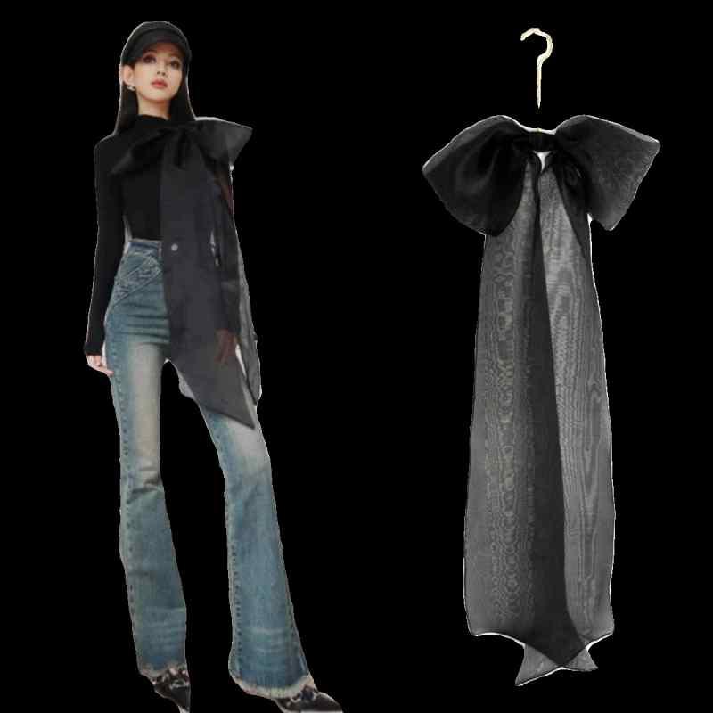 【楽天市場】大きい リボン 黒 シャツ メッシュ オーガンジー アクセサリー ブローチ 安全ピン かわいい ロング 首元 装飾 ネックライン ...