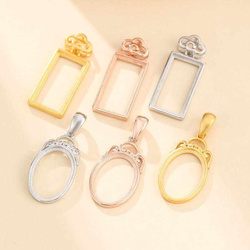 【楽天市場】空枠 ペンダント アクセサリー ネックレス パーツ チャーム ホルダー ハンドメイド DIY S925 レディース おしゃれ スクエア オーバル プラチナ ローズゴールド 金：モズラボ