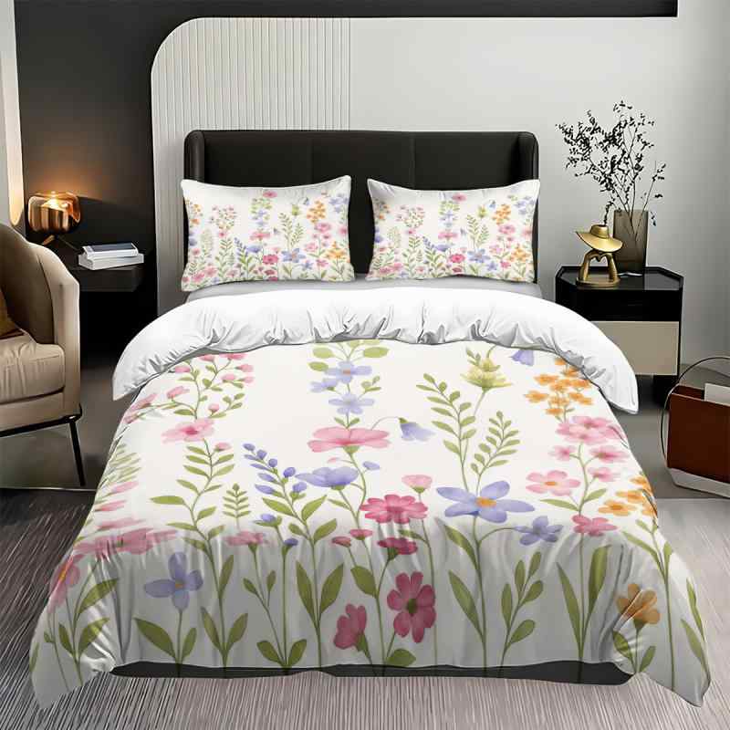 【楽天市場】布団カバーセット 学生向け アサガオ ヒマワリ 花柄 3点セット ポリエステル製 ピーチスキン加工 デジタルプリント ピローケース ...