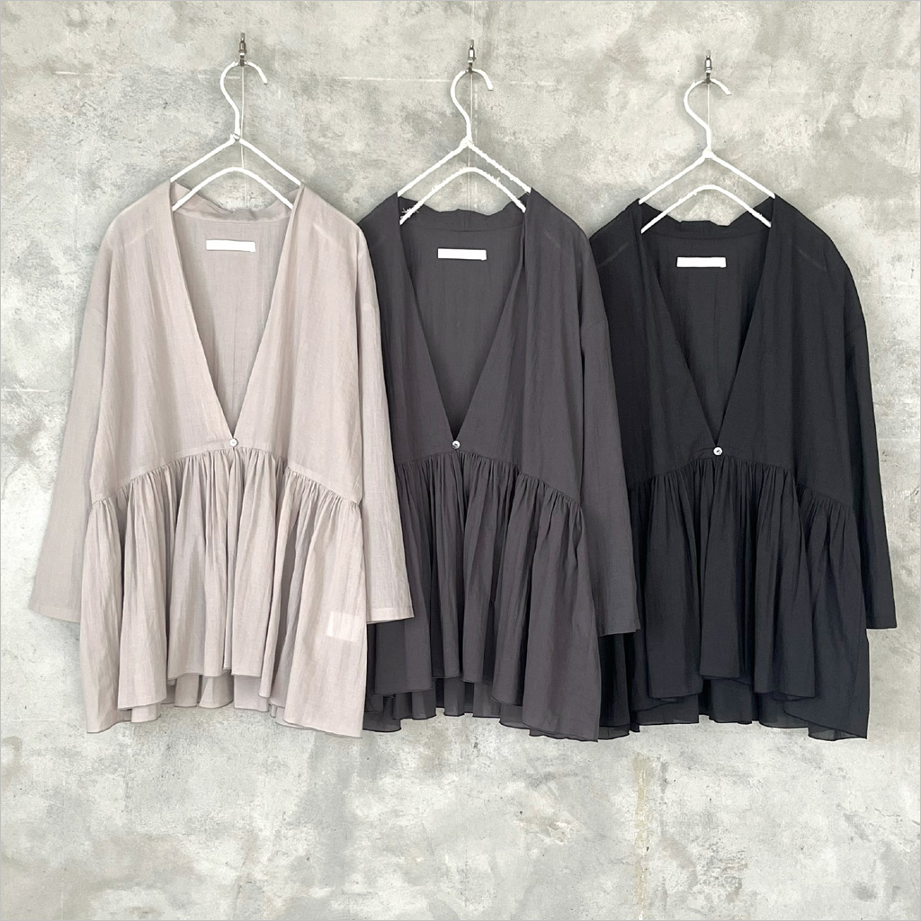 【楽天市場】evam eva [エヴァムエヴァ] コットンギャザーカーディガン レディース E253T020 grege/otter gray/sumi：na-na分室（ノーノブンシツ）