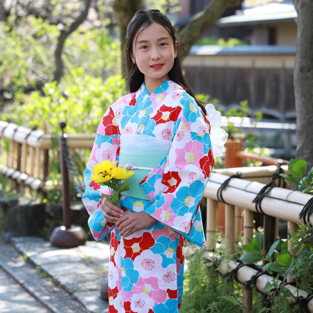 【楽天市場】ときめき恋浴衣Jr「11.椿柄に花づくし」：洋服・小物 なでしこ