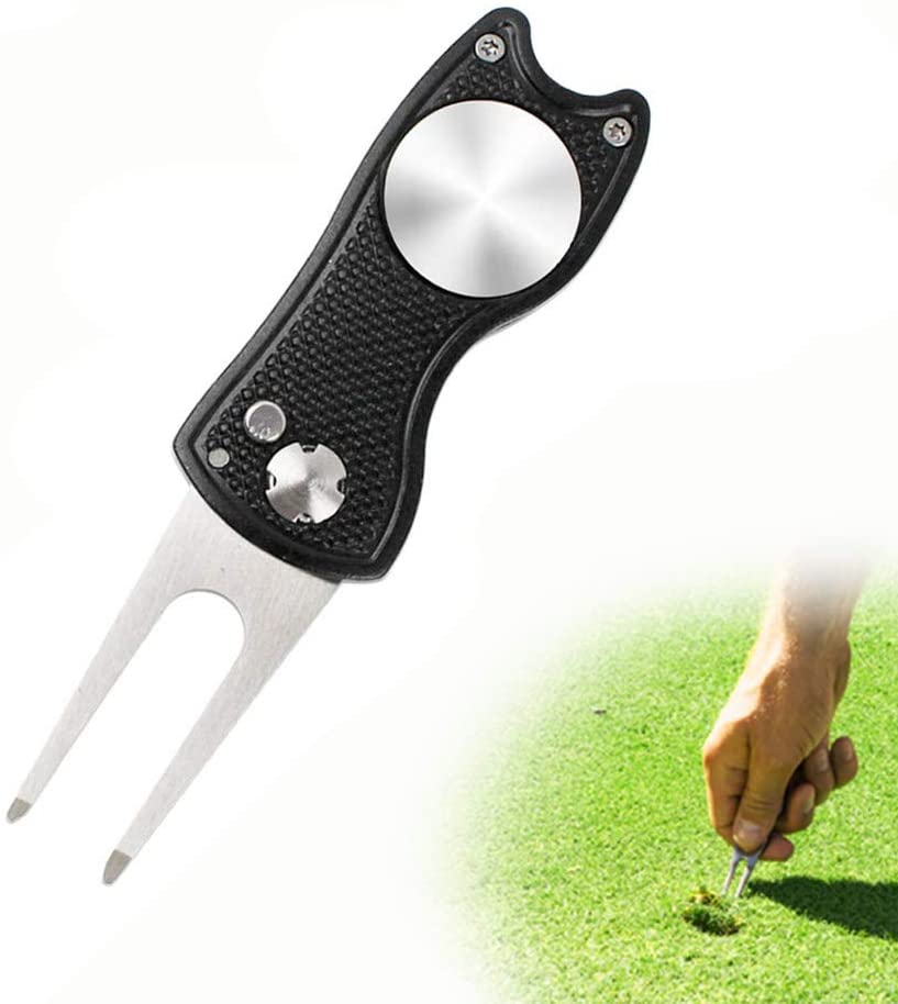 【楽天市場】ゴルフフォーク 折りたたみ式 リペアツール マーカー付 2本刃 ボールマークリペアツール ディボットツール 収納 ゴルフ 用品 アクセサリー 贈り物：CENTRALITY 楽天市場店