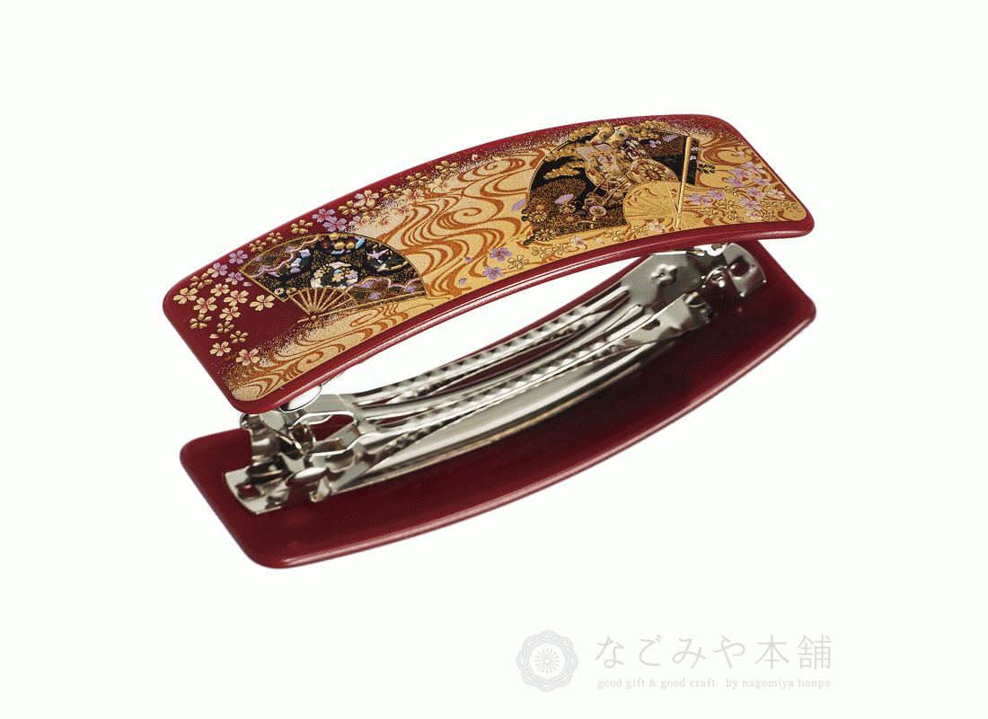 【楽天市場】【本日P2倍＋まとめ割クーポン最大15%】山中漆器 漆芸バレッタ長角（大） 京雅 (R)（お中元 工芸品 日本製 ギフト 海外発送可 プレゼント 和雑貨 お祝 髪留め おしゃれ ...