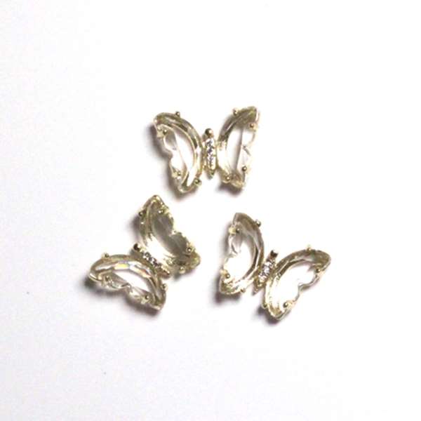 【楽天市場】SHAREYDVA クリアバタフライパーツ クリア×ゴールド 3P：ネイル用品 nailstudy