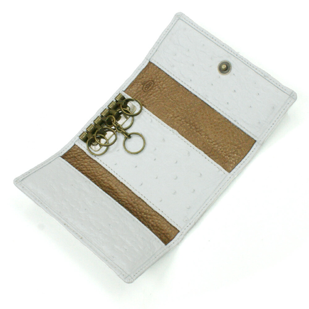 楽天市場】キーケース キーホルダー オーストリッチ革 ダチョウ革 牛革