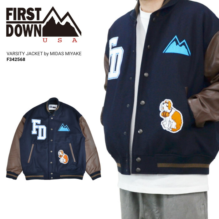 【楽天市場】【割引クーポン配布中】 FIRST DOWN USA (ファーストダウン) ジャケット VIRSITY JACKET BY MIDAS MIYAKE スタジャン スタジアム ...