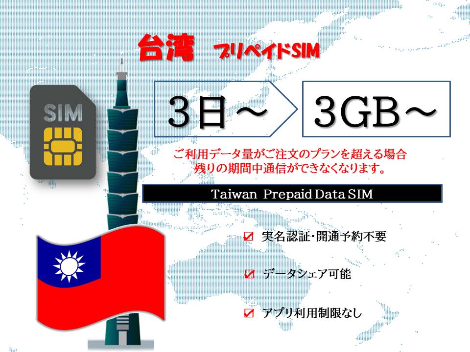 【楽天市場】台湾simカード プリペイドsimカード Usimカード 物理simカード 実名認証不要 事前開通予約不要 3GB 5GB 10GB 30GB 3日 5日 7日 10日 15日 ...