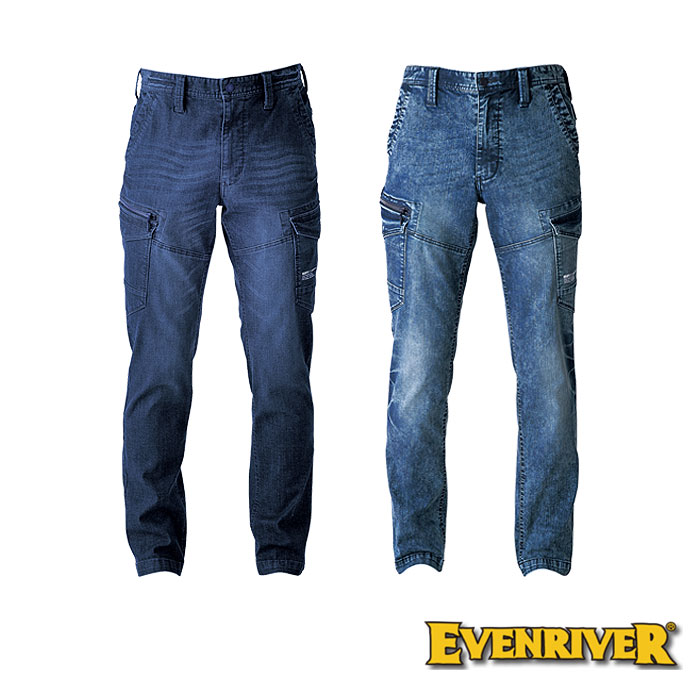 【楽天市場】USD1502 エクストリームストレッチマックスデニムカーゴ 作業着 イーブンリバー EVENRIVER ストレッチ パンツ メンズ S～5L 綿82％ ポリエステル16 ...