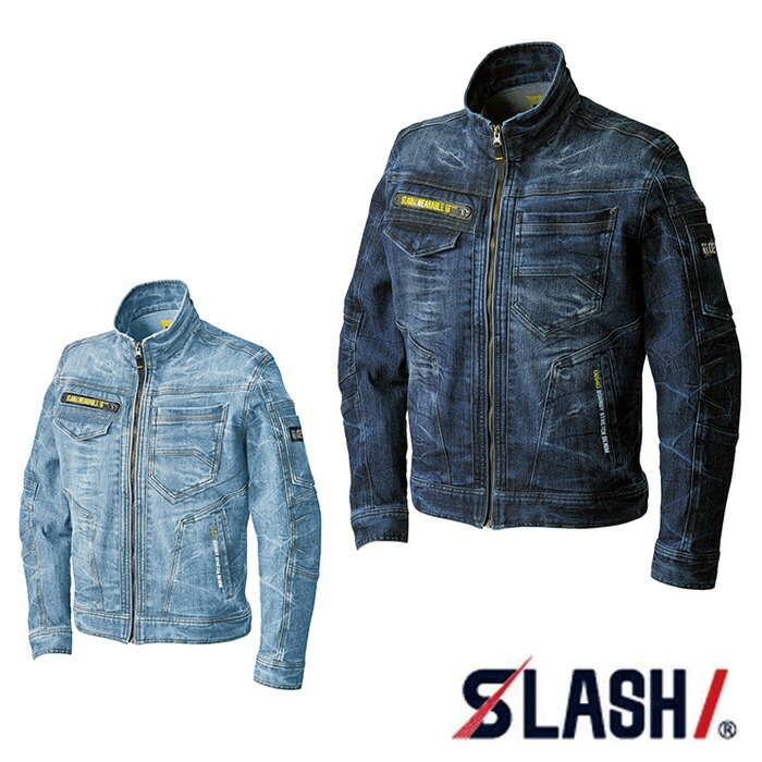 【楽天市場】02140 バウンディストレッチデニムジャケット SLASH シンメン SHINMEN 作業服・作業着 【社名刺繍無料】 S～5L ...
